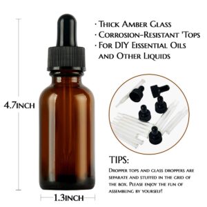 Eye Dropper bottle, Hoa Kinh 24 Pack 2 Oz 60ml Amber Glass Bottles, with Glass Eye Droppers for Essential Oils