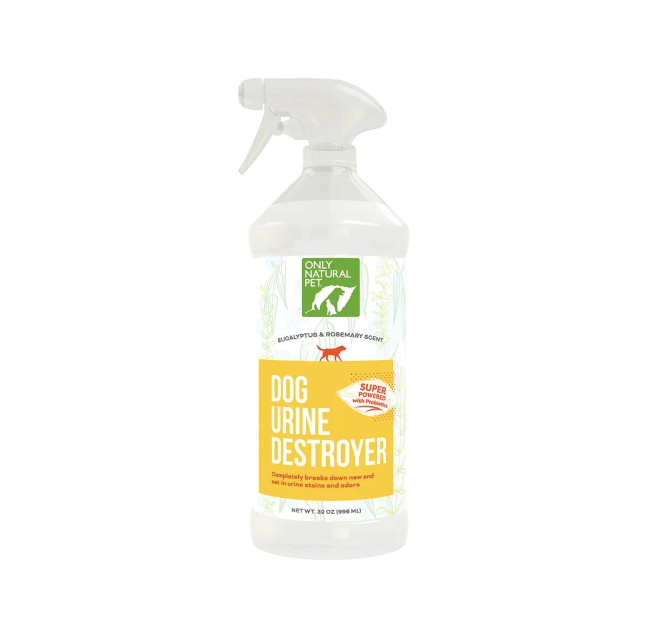 Only Natural Pet Enzyme Powered Stain & Odor Eliminator - Professional Pet Urine Pee Cleaner Deodorizer for Dogs - Hardwood Floors Carpets Upholstery - Eucalyptus & Rosemary Scent - 32Floz