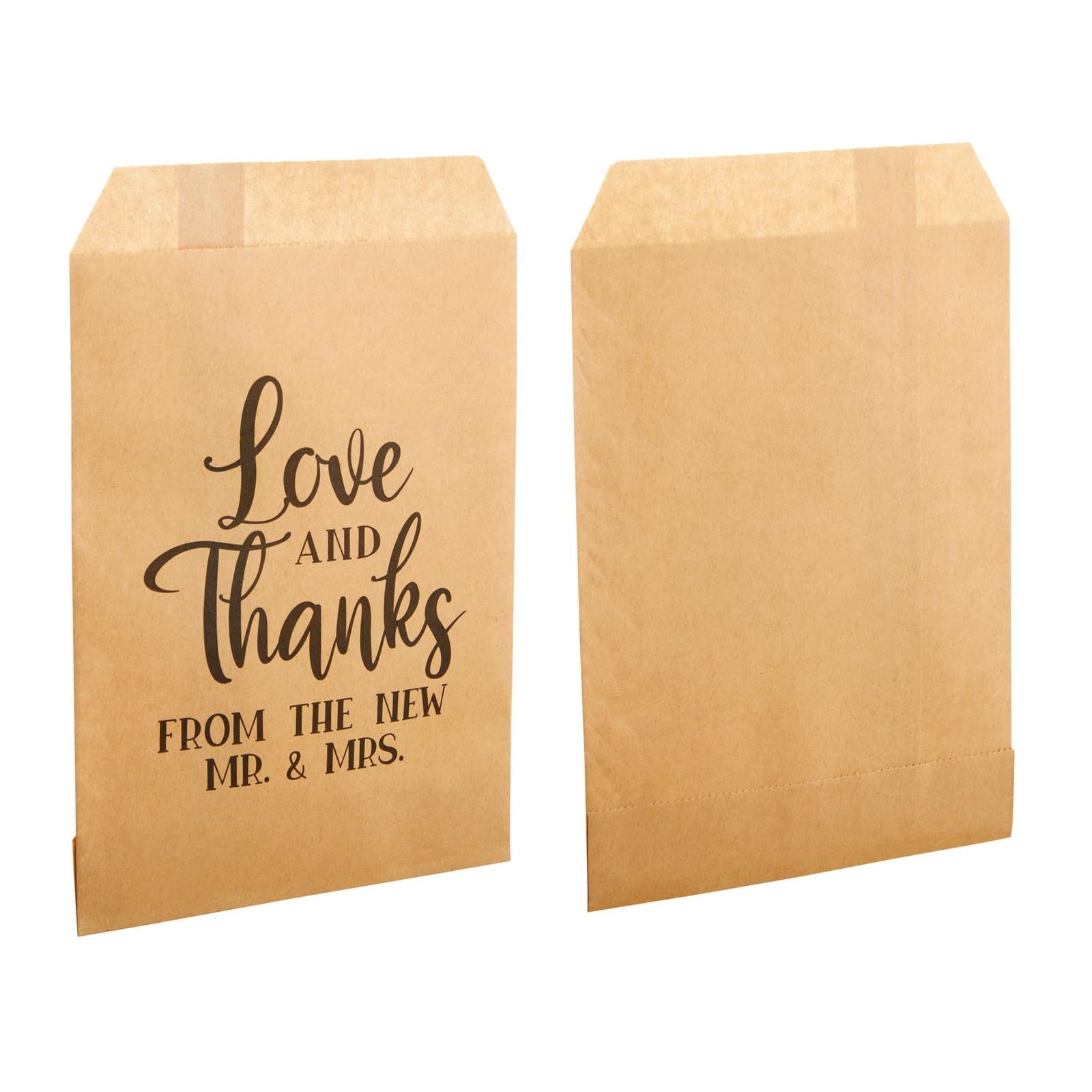 100 Pack Love and Thanks From the New Mr & Mrs for Wedding, Party Favor Bags for Goodie, Gifts, Decorations, 5x7 in