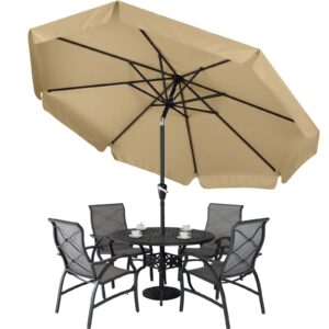 ABCCANOPY Patio Umbrella 9ft - Outdoor Table Umbrella with Push Button Tilt and Crank, 8 Ribs Umbrella for Patio Pool Garden Deck (Khaki)