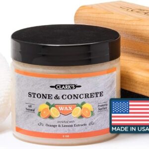 CLARK'S Natural Stone Wax Kit - Set to Restore Soapstone, Slate and Concrete Countertops includes Finishing Wax (6oz), Applicator Sponge and Buffing Pad, Enriched with Natural Lemon and Orange Extract