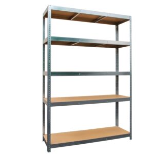 garage shelving units - 71" h x 47" l x 16" w - heavy duty racking - shelves for storage -1 bay - galvanised - 5 tier - 2000lb capacity (400lb per shelf) - workshop, shed, office - 5 year warranty