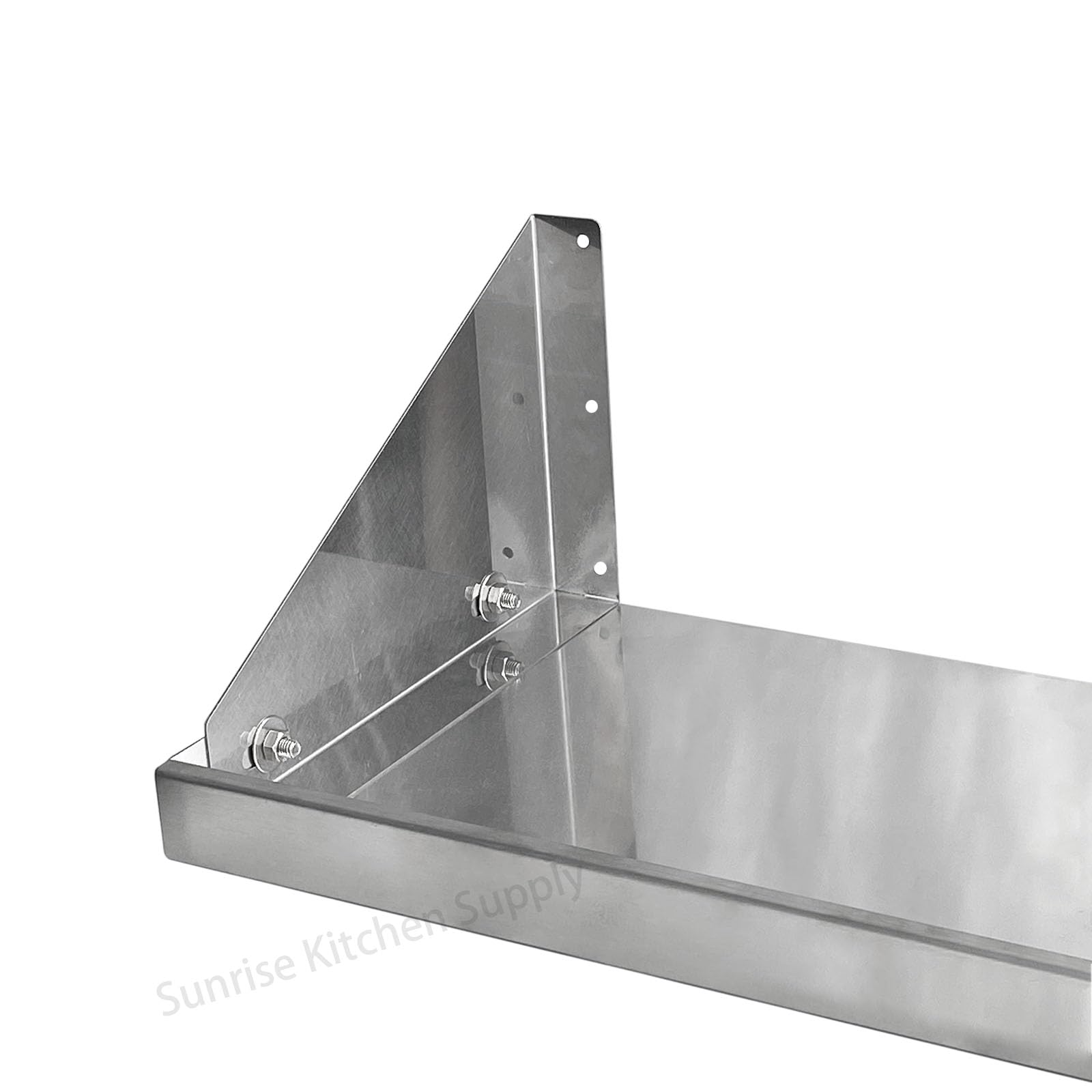 SUNRISE Commercial 430 Stainless Steel Kitchen Wall Shelf, NSF Certificated, Wall Mounted, Solid Shelving for Restaurants, Bars & Hotels (14" x 72")