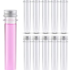 Oopsu 25 Pcs Test Tubes 40ml(140mm), High-Impact Clear Plastic Test Tubes with Screw Caps, Party Decoration, Drinks Deployment, Bath Salt Candy Tubes Plastic Vials