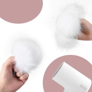 12 Pieces Christmas White Faux Fur Pom Pom Balls Fur Fluffy Pompom Ball with Elastic Loop for Hats Shoes Scarves Gloves Scarves Bag Key Chain Charms Accessories(White)