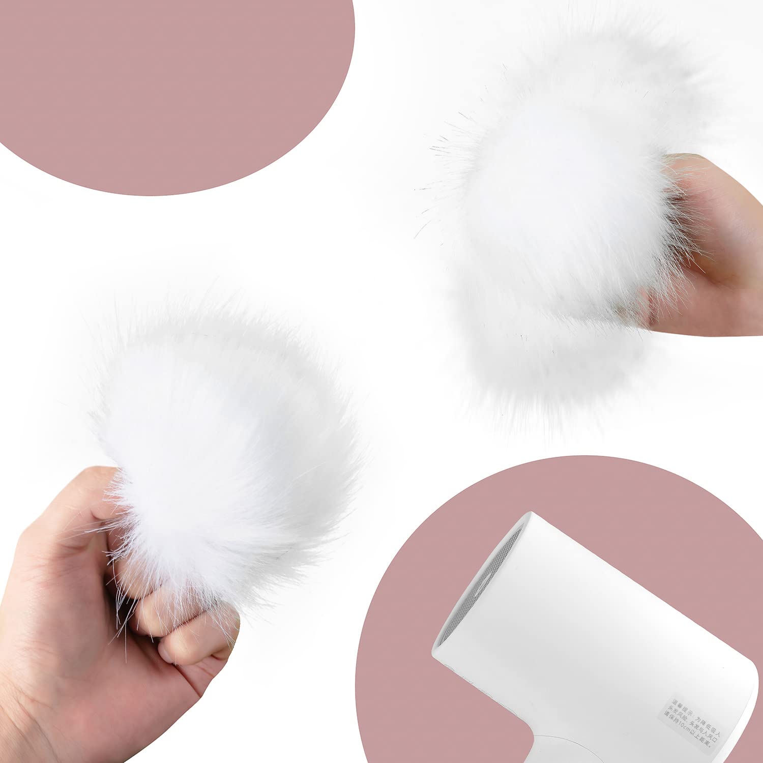 12 Pieces Christmas White Faux Fur Pom Pom Balls Fur Fluffy Pompom Ball with Elastic Loop for Hats Shoes Scarves Gloves Scarves Bag Key Chain Charms Accessories(White)