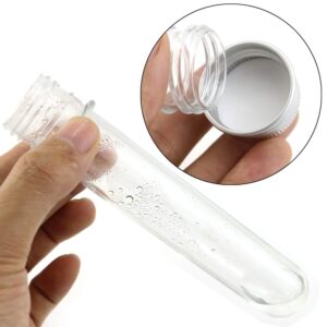 Oopsu 25 Pcs Test Tubes 40ml(140mm), High-Impact Clear Plastic Test Tubes with Screw Caps, Party Decoration, Drinks Deployment, Bath Salt Candy Tubes Plastic Vials