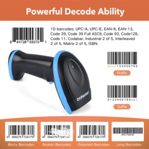 Trohestar Bluetooth Barcode Scanner with USB Cradle, Compatible with Bluetooth Function & 2.4GHz Wireless & Wired Connection Portable 1D Bar Code Reader Scanner for Windows, Mac, Android, iOS