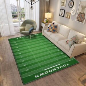 Home Area Runner Rug Pad American Football Field Background with Artificial Turf Soccer Field Thickened Non Slip Mats Doormat Entry Rug Floor Carpet for Living Room Indoor Outdoor Throw Rugs