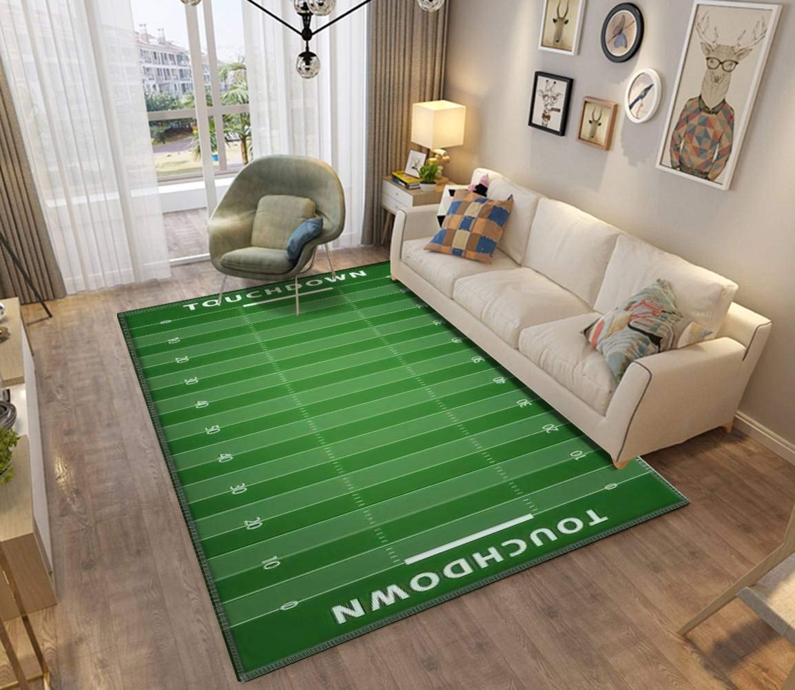 Home Area Runner Rug Pad American Football Field Background with Artificial Turf Soccer Field Thickened Non Slip Mats Doormat Entry Rug Floor Carpet for Living Room Indoor Outdoor Throw Rugs