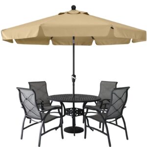 abccanopy patio umbrella 9ft - outdoor table umbrella with push button tilt and crank, 8 ribs umbrella for patio pool garden deck (khaki)