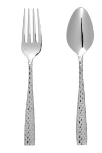 fortessa lucca flatware set, hostess serving set, faceted stainless