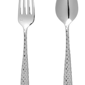 Fortessa Lucca Flatware Set, Hostess Serving Set, Faceted Stainless