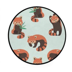 my daily cute red panda cartoon round area rug for living room bedroom kids playing rug polyester yoga floor mat 3' diameter