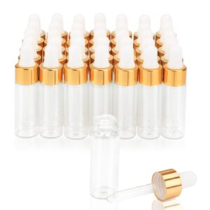 pack of 35,5ml clear glass dropper bottle,empty glass sample vials with glass eye dropper for diy aromatherapy essential oils travel perfume container liquid sample blends -free dropper included