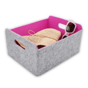 welaxy storage baskets felt foldable storage bin shelf bins fabric organizer box for cables toys books clothes home office dorm closet nursery laundry organise (hot pink)