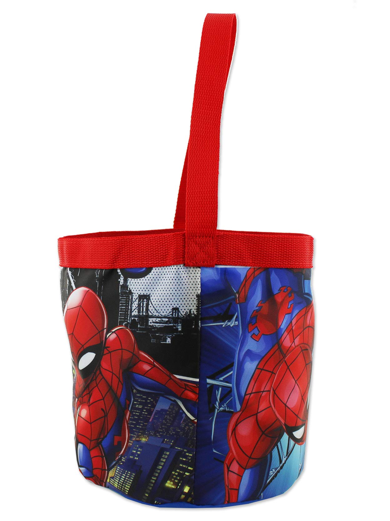 Marvel Spider-Man Boys Collapsible Nylon Gift Basket Bucket Tote Bag (One Size, Red/Blue)