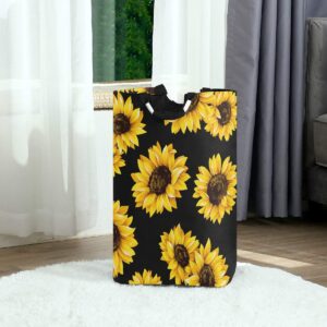 Baofu Sunflower Laundry Hamper Large Dirty Foldable Clothes Bags Waterproof Durable Lightweight Oxford Round Collapsible Storage Basket Organization with Handles for Home Bathroom Bedroom