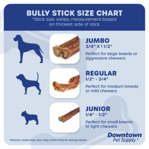 Downtown Pet Supply 6-inch Bully Sticks for Dogs, 0.5 LB - USA Sourced, No Hide Dog Chews Long Lasting and Non-Splintering - Nutrient-Rich, Single Ingredient and Odor Free Bully Sticks for Dogs