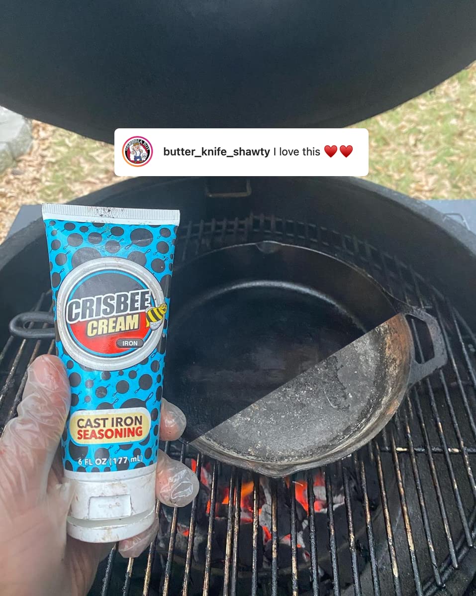 Crisbee Cream Iron® Cast Iron and Carbon Steel Seasoning - Blackstone Griddle Seasoning - Family Made in USA - 6 oz.