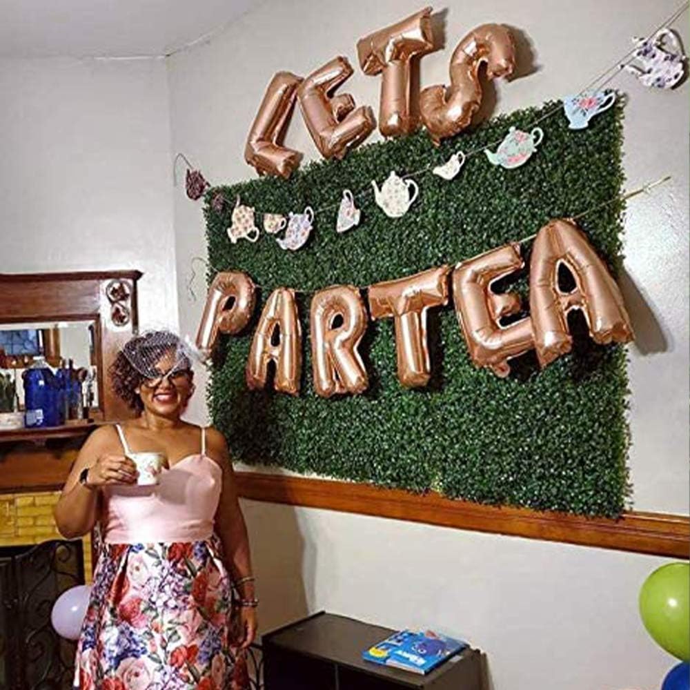 LaVenty LET'S PAR TEA Balloons Tea Party Birthday Banner Tea Party Decorations Lets Par-Tea Party Decor Par Tea Baby Shower Par Tea First Birthday Decoration Flower Garland (Floral Banner)