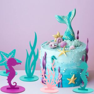 SUNBEAUTY 20Pcs Mermaid Party Decoration DIY Felt Table Centerpiece Under The Sea Baby Shower Little Mermaid Girl Birthday Party Supplies