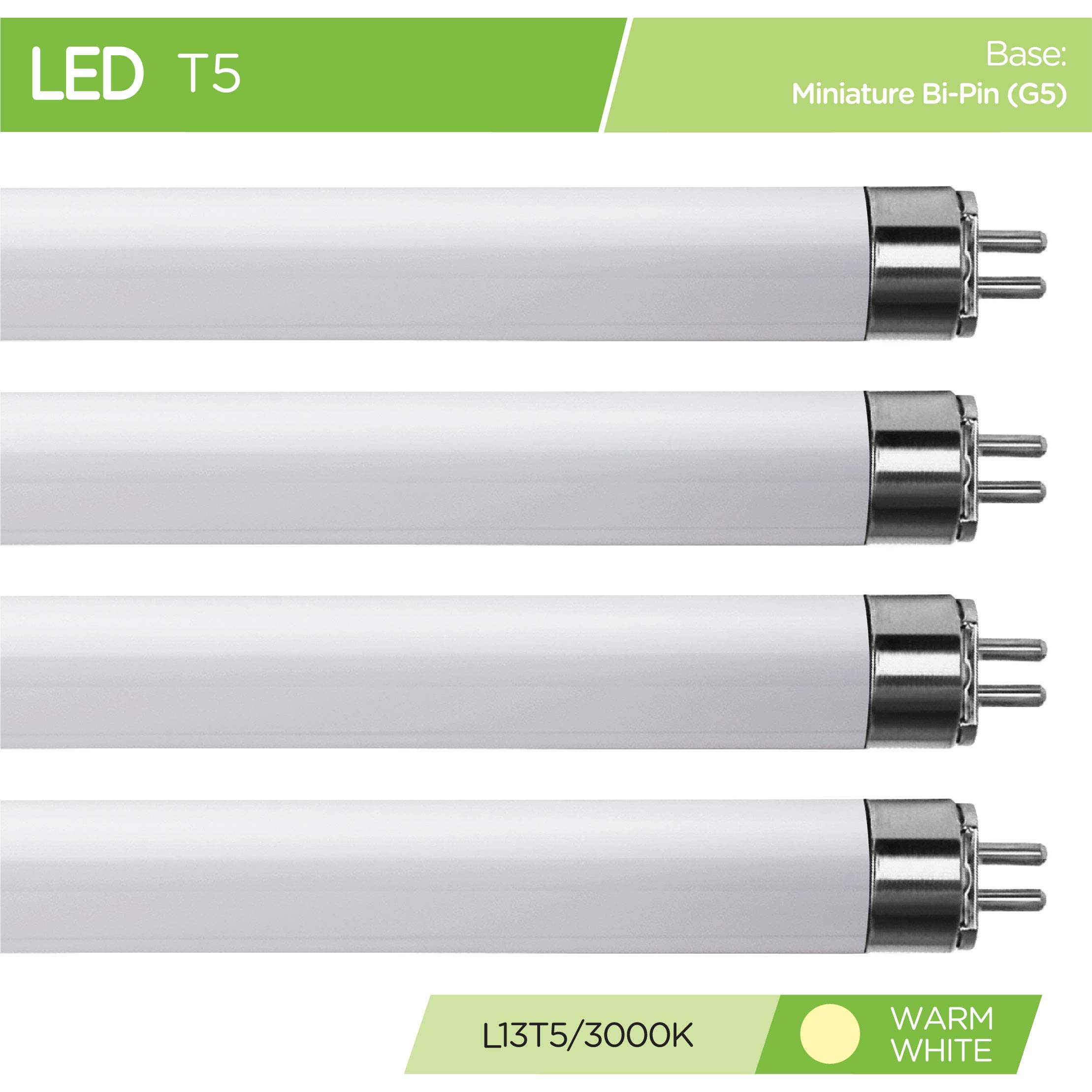 KOR (Pack of 4) LED Direct Replacement T5/WW - T5 3000K Warm White - 9 Watt - 21" - 900 Lumens - Super Long-Life Light Bulbs No Installation Needed K22119