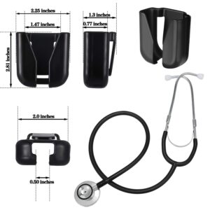 3 Pieces Stethoscope Holder Clip Waist Belt Stethoscope Holder Clip Plastic Nursing Stethoscope Holder Clip for Nurses Physicians (Black)