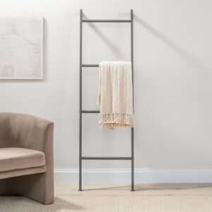 mDesign Metal Leaning Blanket and Towel Ladder - Blanket Ladder for Bedroom and Towel Ladder for Bathroom - Throw/Quilt Display Holder Rack - Nursery Wall Ladder - Blanket Ladder Decor - Graphite Gray