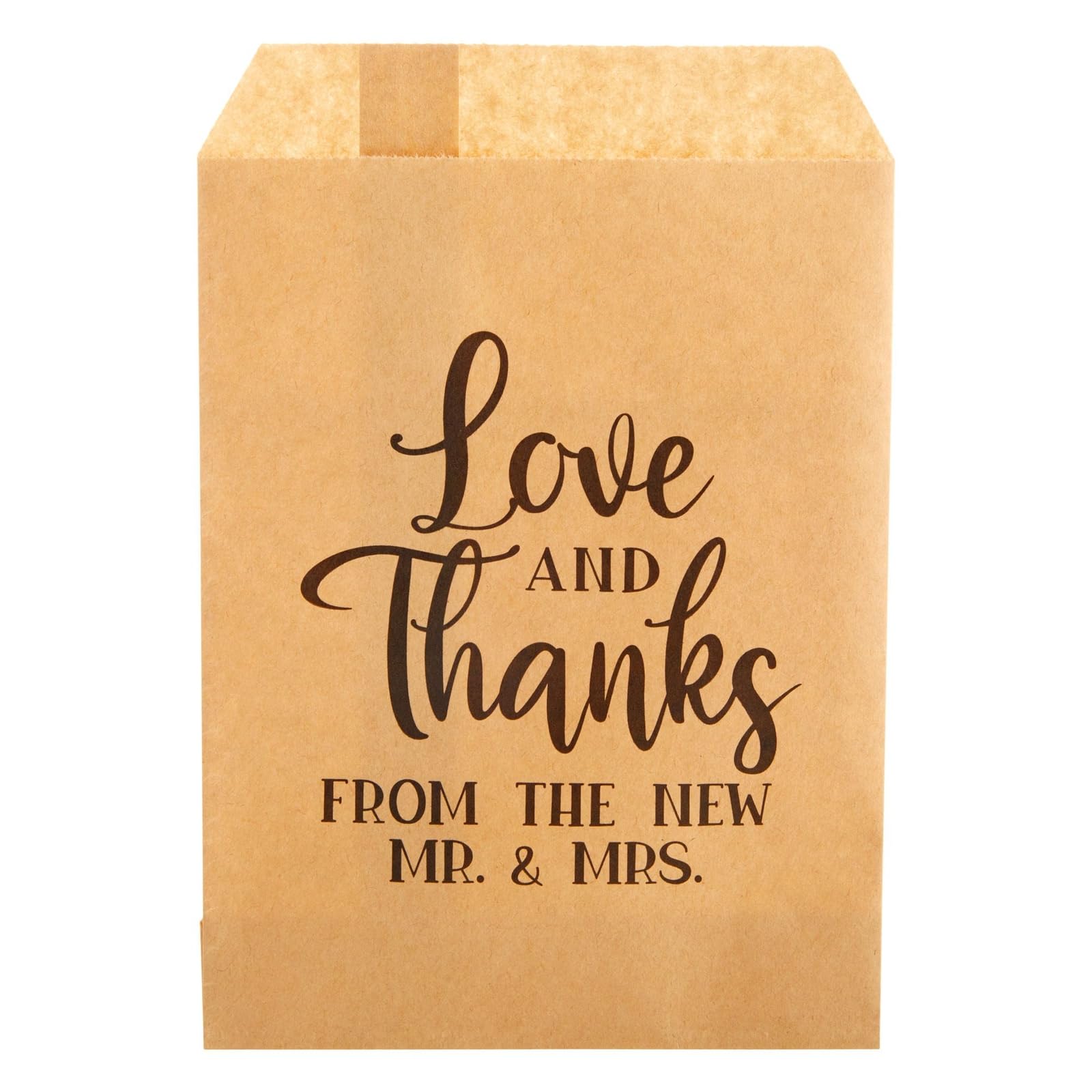 100 Pack Love and Thanks From the New Mr & Mrs for Wedding, Party Favor Bags for Goodie, Gifts, Decorations, 5x7 in