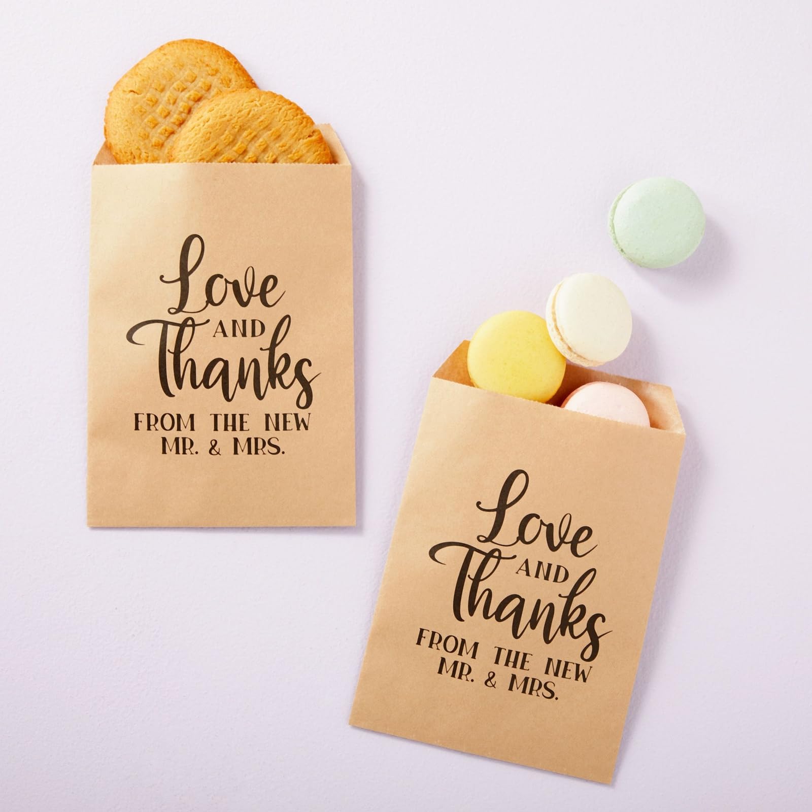 100 Pack Love and Thanks From the New Mr & Mrs for Wedding, Party Favor Bags for Goodie, Gifts, Decorations, 5x7 in