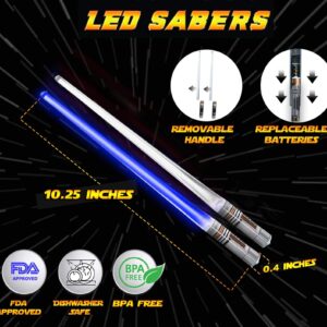 LIGHTSABER CHOPSTICKS LIGHT UP STAR WARS LED Glowing Light Saber Chop Sticks REUSABLE Sushi Lightup Sabers - Removable Handle Dishwasher Safe - Premium GIFT BOX & CARRY CASE Included - BLUE 1 PAIR