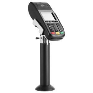 mount-it! universal credit card pos terminal stand for verifone ingenico first data card readers | adjustable clamp width with tilt, swivel | adhesive or bolt down installation