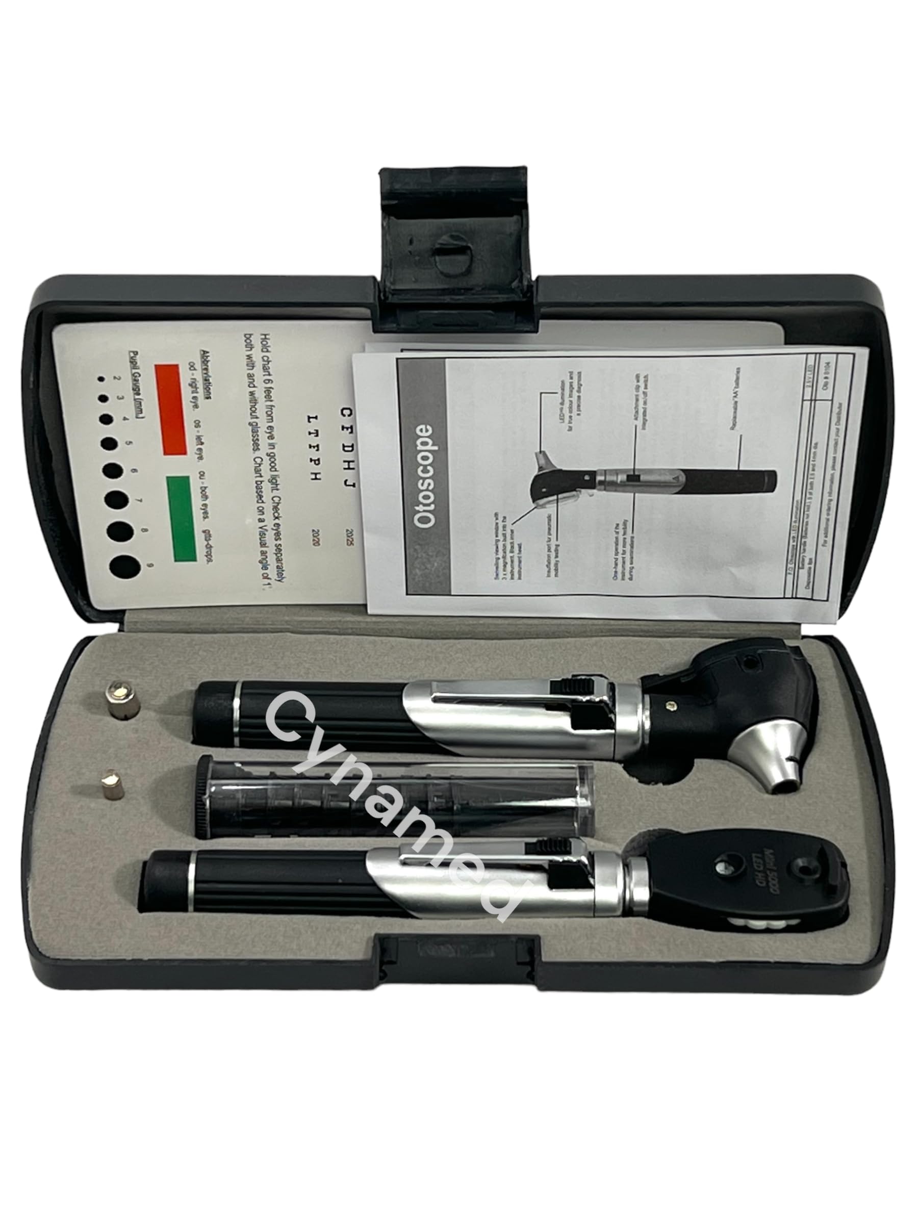 Cynamed - Diagnostix Bright White Led Otoscope Set with Accessories-Multi-Function Otoscope Student Set-Hard Case