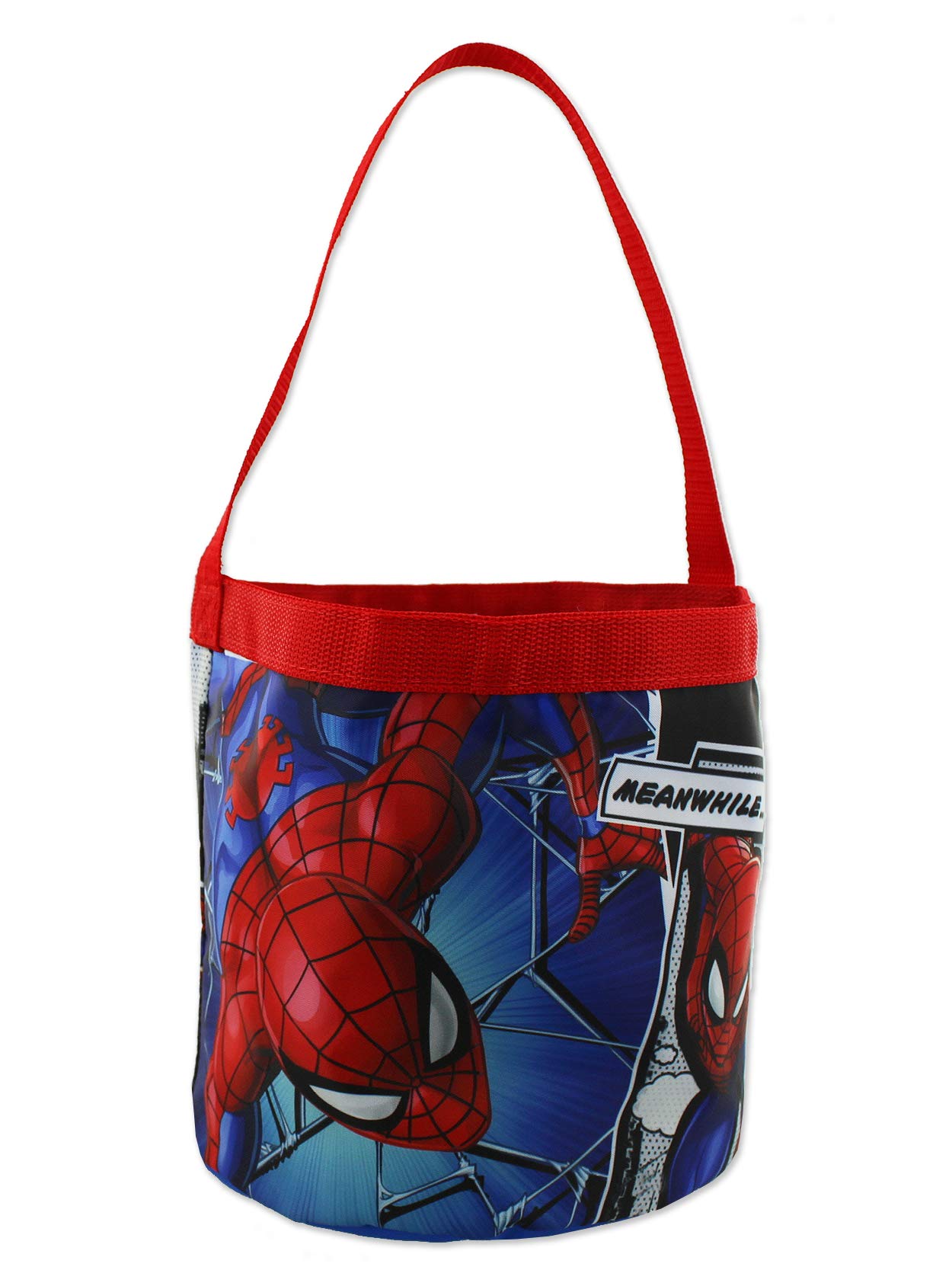 Marvel Spider-Man Boys Collapsible Nylon Gift Basket Bucket Tote Bag (One Size, Red/Blue)