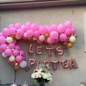 LaVenty LET'S PAR TEA Balloons Tea Party Birthday Banner Tea Party Decorations Lets Par-Tea Party Decor Par Tea Baby Shower Par Tea First Birthday Decoration Flower Garland (Floral Banner)