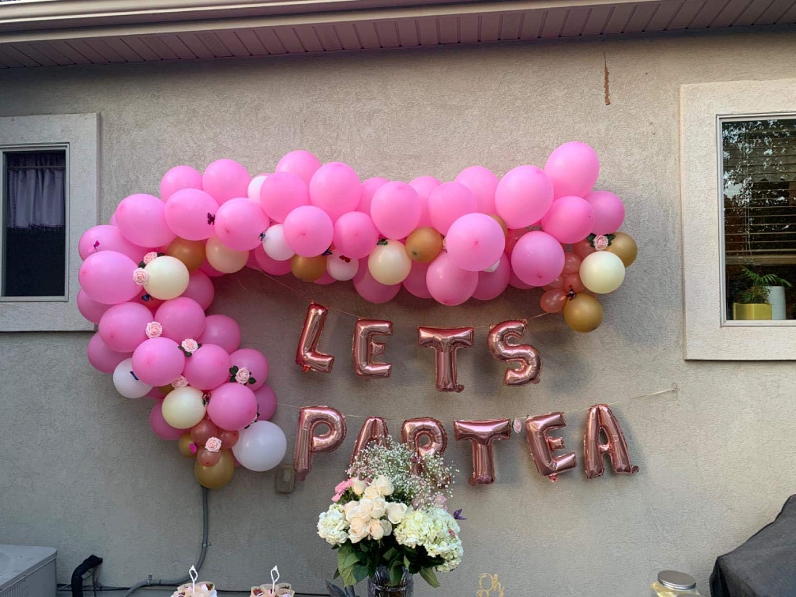 LaVenty LET'S PAR TEA Balloons Tea Party Birthday Banner Tea Party Decorations Lets Par-Tea Party Decor Par Tea Baby Shower Par Tea First Birthday Decoration Flower Garland (Floral Banner)