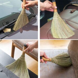 isilky 12 Inch Corn Whisk Broom - Soft Hair Fur Household Floor Cleaning ToolsYellow