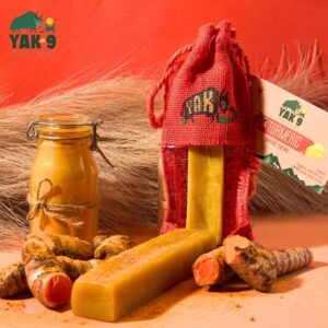 YAK-9 Yak9 Cheese Dog Chews, High Protein Dog Treats, Natural Ingredients, Rawhide Free, Long Lasting Dog Chews with Vitamins & Minerals, Dog Treats for Medium Breeds Under 75 Lbs, Turmeric, 1 PC