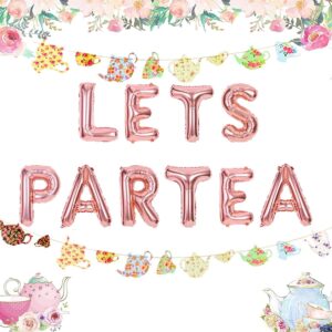 laventy let's par tea balloons tea party birthday banner tea party decorations lets par-tea party decor par tea baby shower par tea first birthday decoration flower garland (floral banner)