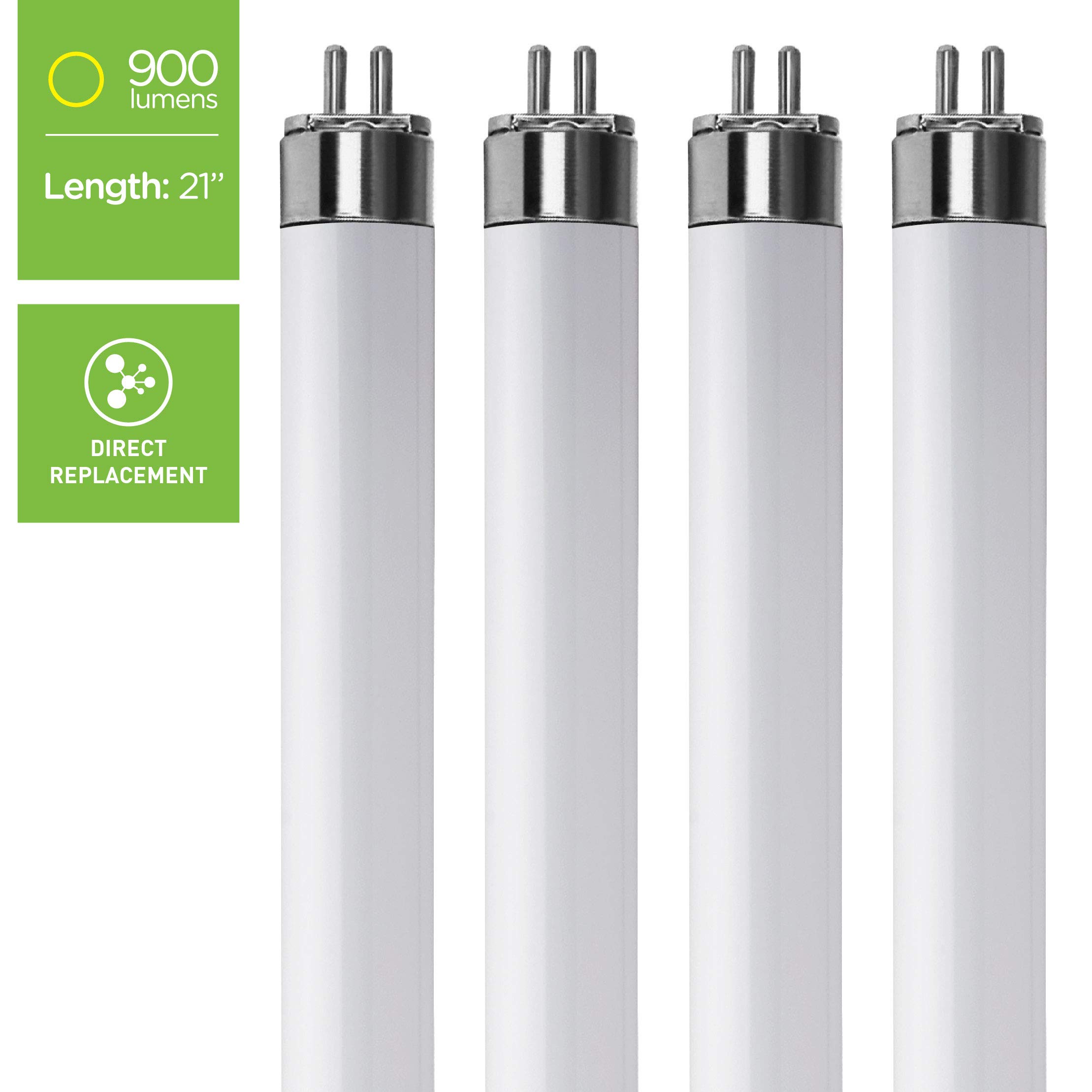 KOR (Pack of 4) LED Direct Replacement T5/WW - T5 3000K Warm White - 9 Watt - 21" - 900 Lumens - Super Long-Life Light Bulbs No Installation Needed K22119