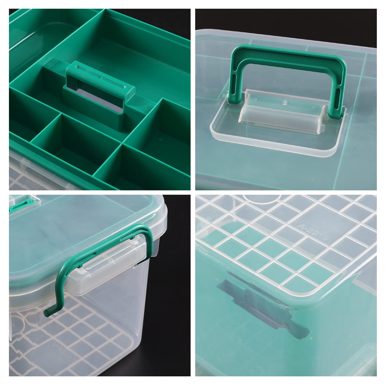 Vababa Clear First Aid Box, Plastic Storage Container with Locking Lid & Handle