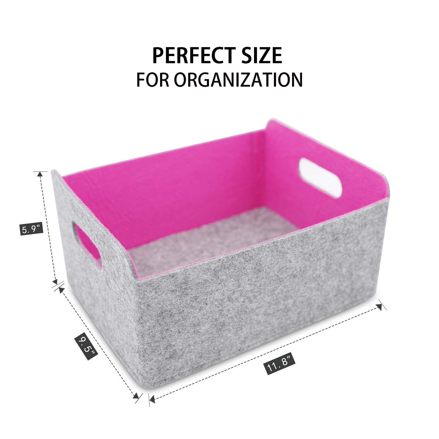 Welaxy storage baskets Felt Foldable Storage bin Shelf Bins Fabric Organizer box for cables Toys Books Clothes Home Office dorm Closet Nursery Laundry organise (hot pink)