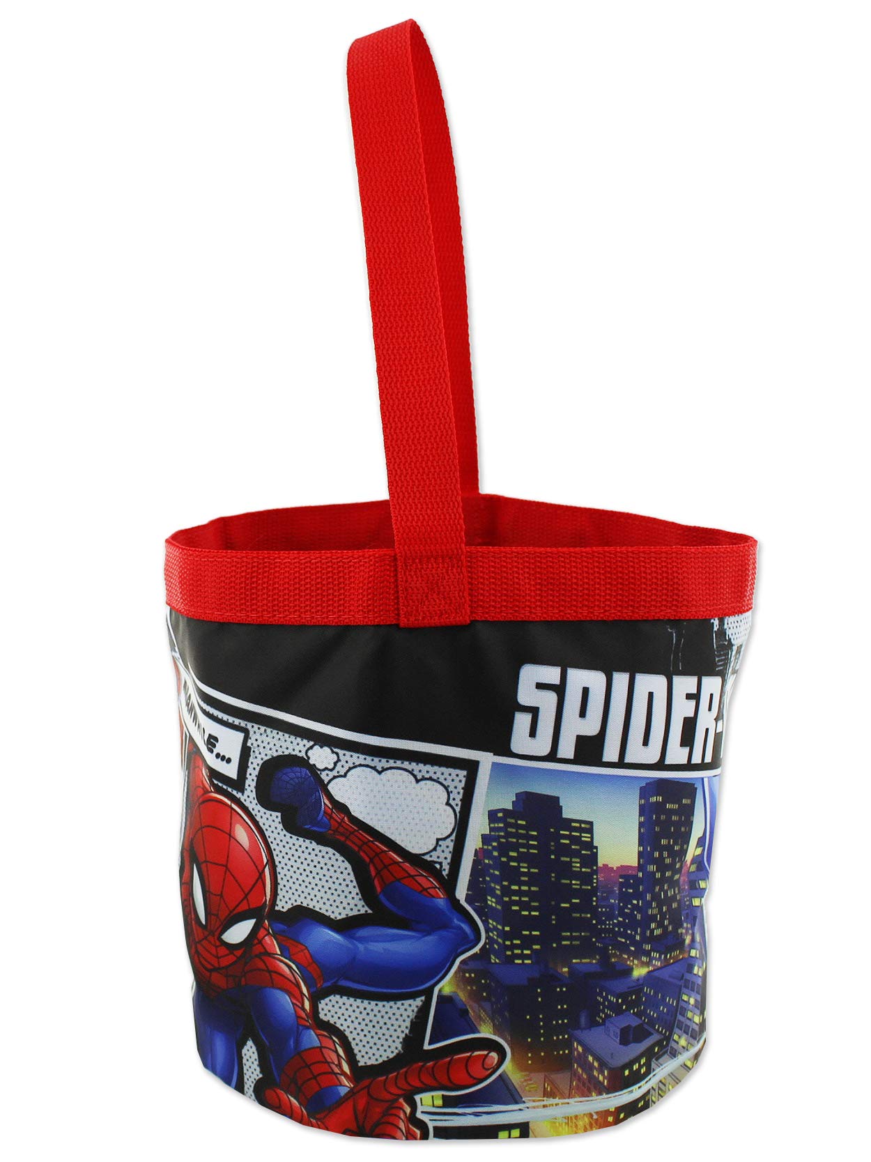 Marvel Spider-Man Boys Collapsible Nylon Gift Basket Bucket Tote Bag (One Size, Red/Blue)