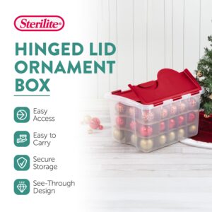 Sterilite 48 Quart Clear Stackable Holiday Christmas 45 Ornament Storage Box with Lid (6 Pack)