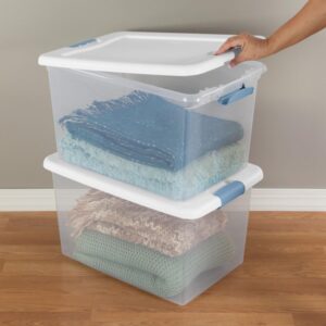 Sterilite 24-Pack Stackable Storage Bin with Lid, Clear Plastic Design, 64 Quarts