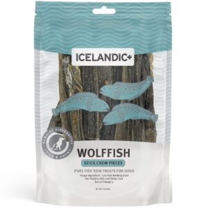 icelandic+ wolffish skin stick chews dog treat 3.0-oz bag