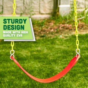 Combo - Deluxe High Back Full Bucket Swing (Triangle and Chain Dip) and Heavy-Duty Swing Seat with Carabiners - Red - Squirrel Products