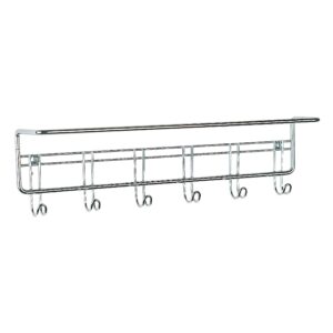 Silver Chrome Steel 6-Hook Towel Rack Stainless