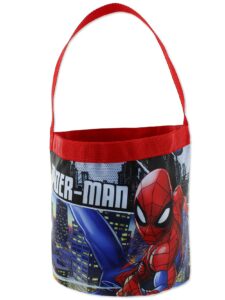 marvel spider-man boys collapsible nylon gift basket bucket tote bag (one size, red/blue)